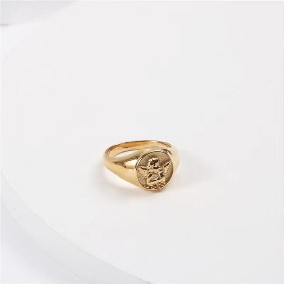 Jewelry | Baby Angel Signet Ring Kewpie Signet Ring Gold Cherub Signet ...